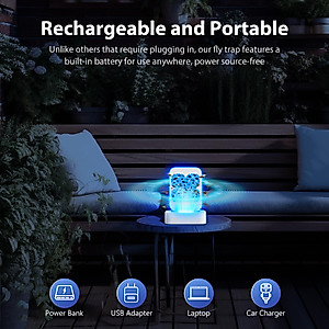 Fruit Fly Traps for Indoors, Rechargeable Gnat Traps for House Indoor with Night Light Flying Insect Catcher for Home Plants Gnats Moths Mosquitos Pest Control with Glue Cards