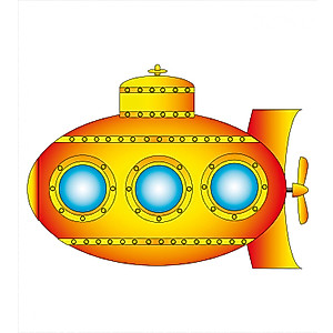 Ambesonne Yellow Submarine Duvet Cover Sets, Sea Theme a Submarine on The White Background Illustration Print, Bedding Set with 2 Duvet Covers & 4 Pillowcases, 2 Pack King Size, Orange and Yellow