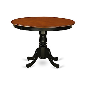 East West Furniture HLLG3-BCH-W 3 Piece Kitchen Table & Chairs Set Contains a Round Dining Room Table with Pedestal and 2 Solid Wood Seat Chairs, 42x42 Inch, Black & Cherry
