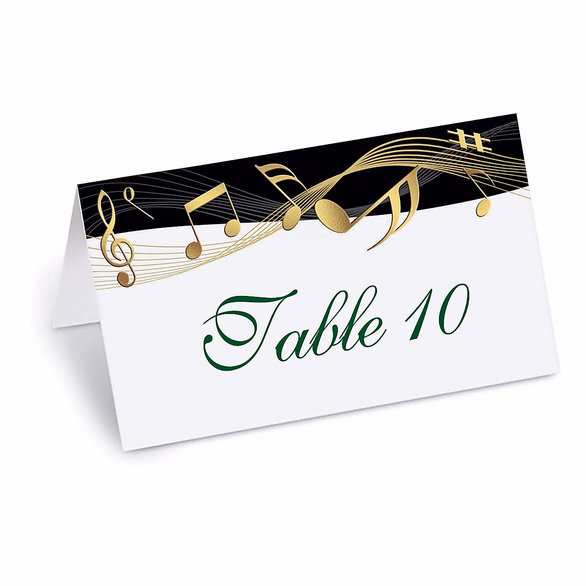 PaperDirect Golden Tunes Music Notes Folded Place Cards, 100 Count
