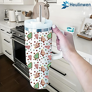 Christmas Tree 40oz Tumbler With Handle and Straw, Santa Stainless Steel Tumbler, Double Walled Noel Cup Gifts For Women Men