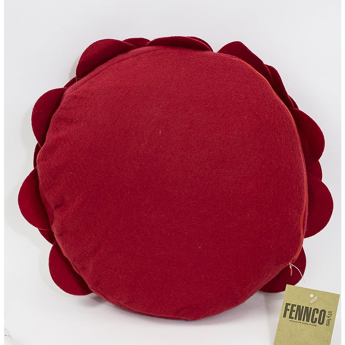 Fennco Styles Eva's Flower Garden Decorative Throw Pillow Cover 13" Round - Red Floral Accent Pillow Case for Home, Couch, Bed, Living Room, Holiday and Office Décor