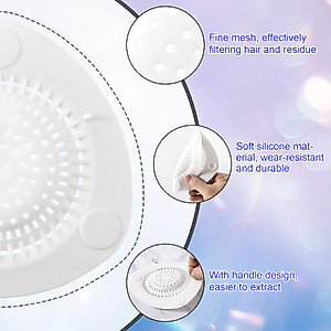 CustomyLife 3 Pack 5.5inch Plastic Drain Hair Catcher with Sucker Trap, Silicone Shower Drain Cover White Bathtub Hair Stopper Drain Strainers for Kitchen Sink Bathroom