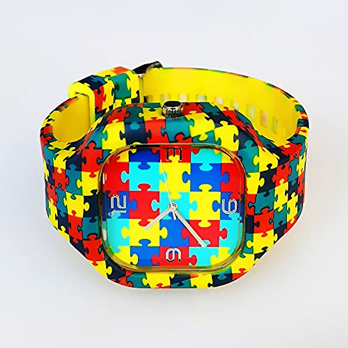 origset Men's Watch Fun Big Dial Casual Silicone Rubber Waterproof Leisure Sports Fashion Popular Unisex Wristwatch 45mm