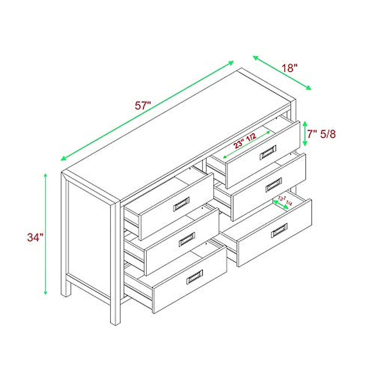 Walker Edison Traditional Simple Wood Accent Entryway Console Sideboard Living Room Storage Shelf, 6 Drawer, White