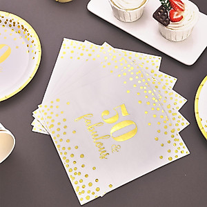 Gudvilla 50th Birthday Decorations for Men Women, 168Pcs 50th Birthday Plates and Napkins Party Supplies, 50 and Fabulous Birthday Plates with Gold Dot Serve 24 Guests, 50th Anniversary Decorations