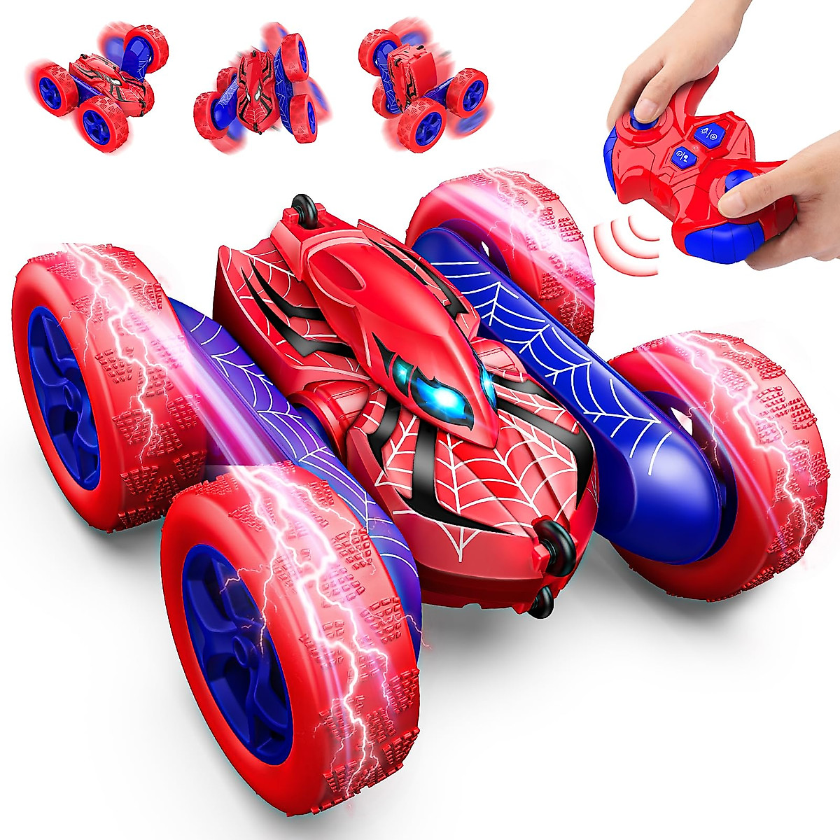 Excitobo Remote Control Car,RC Cars for 4 5 6 7 8 9 10 11 12 Year Old Boy Double Sided 360°Flip 4WD Rechargeable Drift RC Race Car Boys Toys Birthday Gifts Easter Basket Stuffers for Kids Age 4-12