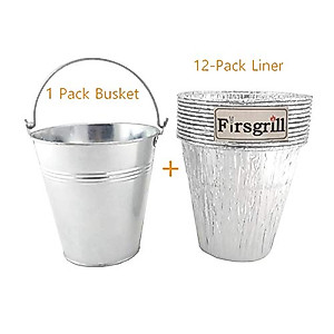 Firsgrill Grease Bucket & 12 pcs 6" High Liners Foil Tray Professional Replacement Wood Pellet Grills Pit Boss 67292, Oklahoma Joe's 9518545P06 Rec Treager Tec & Smoker.
