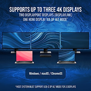 VisionTek VT4950 USB C KVM Docking Station - 1x HDMI, 2x DP, 4x USB, 1x USB-C, Audio, Ethernet, 100W PD to Each Host for Windows/MacOS