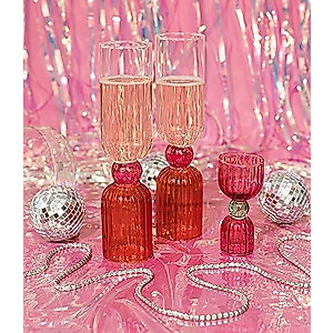 ban.do Cocktail Measuring Jigger, Double Jigger Shot Glass, 1/2 and 1 Shot Measuring Cup, Pink Glass Bar Tool, Tipsy Turvy