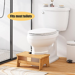 Bamboo Toilet Stool Poop Stool for Adults, Step Stool,Poop Stool for Bathroom, Waterproof and Non Slip Squat Stool Adult Bamboo Toilet Stool (6.7‘’H)