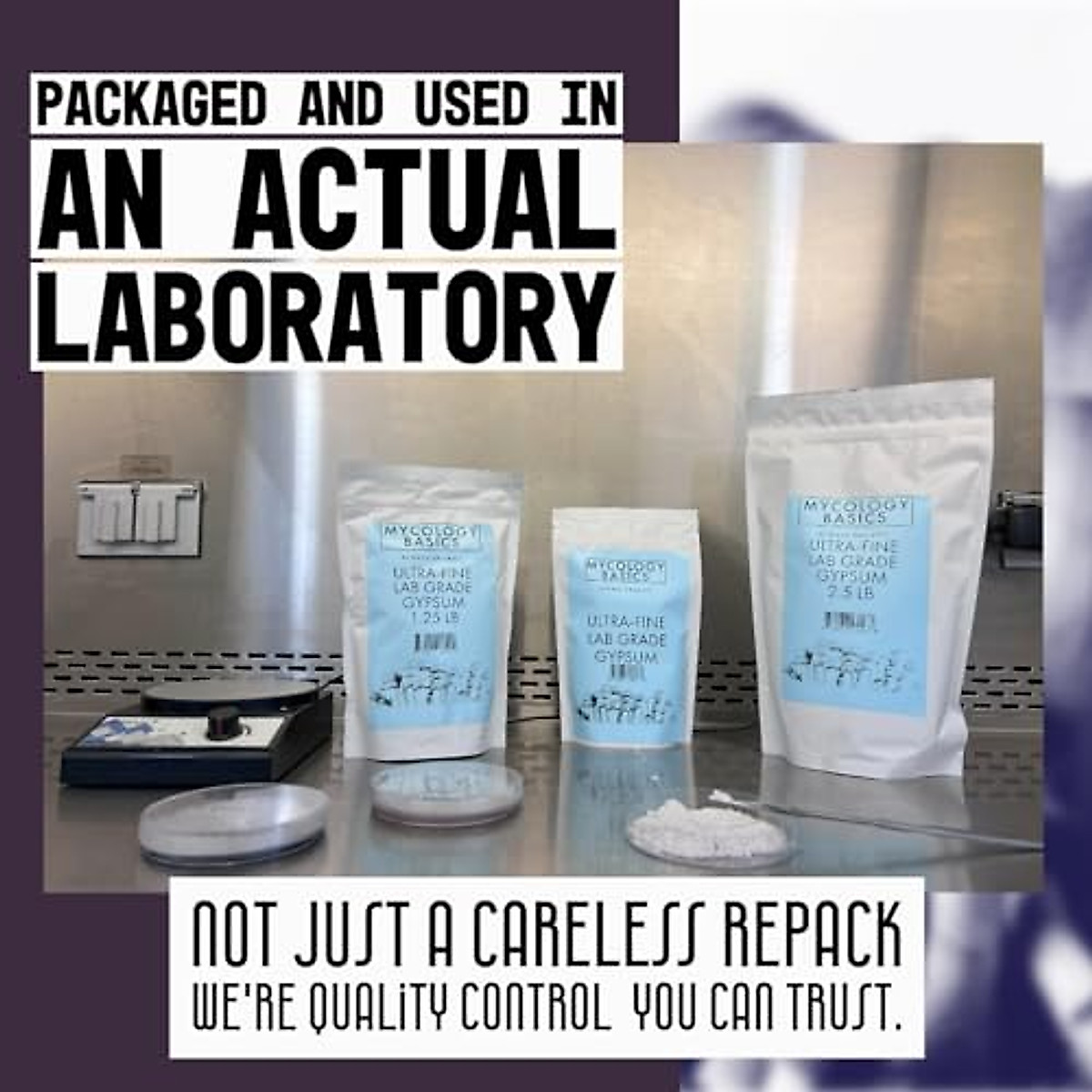 Ultra-Fine Food Grade Gypsum for Mushroom Substrates, Brewing, Tofu - No Additives, 97% Calcium Sulfate 22.5% Calcium (Ca) 18% Sulfur (S) - Packaged in HEPA Enclosure