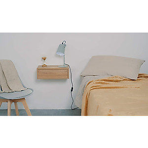 Mobili Fiver, Riccardo Floating nightstand, Ashwood Black, 17.7" x 9.8" x 6.1 ", Laminate-Finished, Modern Bedside Table, End Table, Italian Furniture