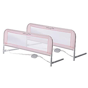 Dream On Me Adjustable Mesh Bed Rail in Pink, Two Height Levels, Breathable and Durable Fabric, Lightweight and Portable Bed Rail for Toddlers, Double Pack