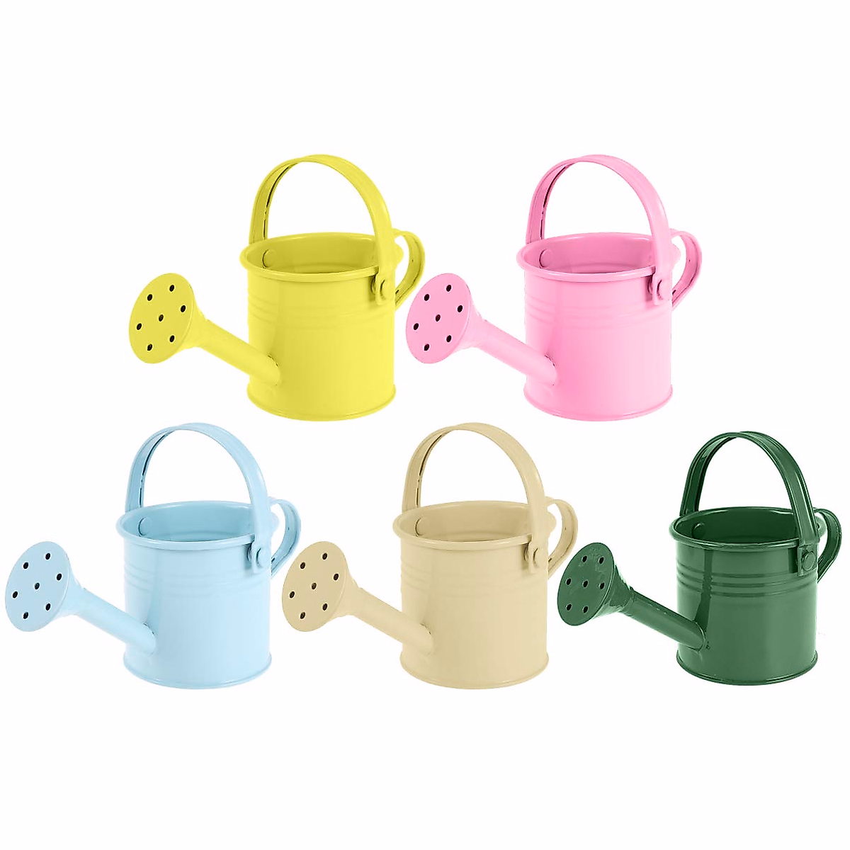 Hemoton Metal Watering Can, 5pcs Simple Kids Watering Can, Children Garden Watering Bucket Iron Watering Tin Can Sprinkling Kettle for Garden Plants Flower 5.9x2.95x2.95 in (Mixed Color)