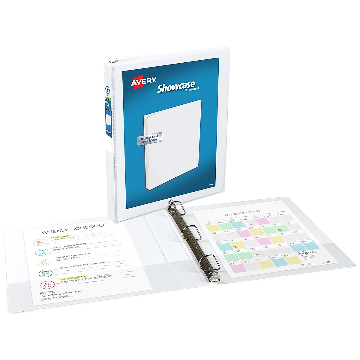 Avery Economy Showcase View 3 Ring Binder, 1 Inch Slant Rings, 1 White Binder (19601)
