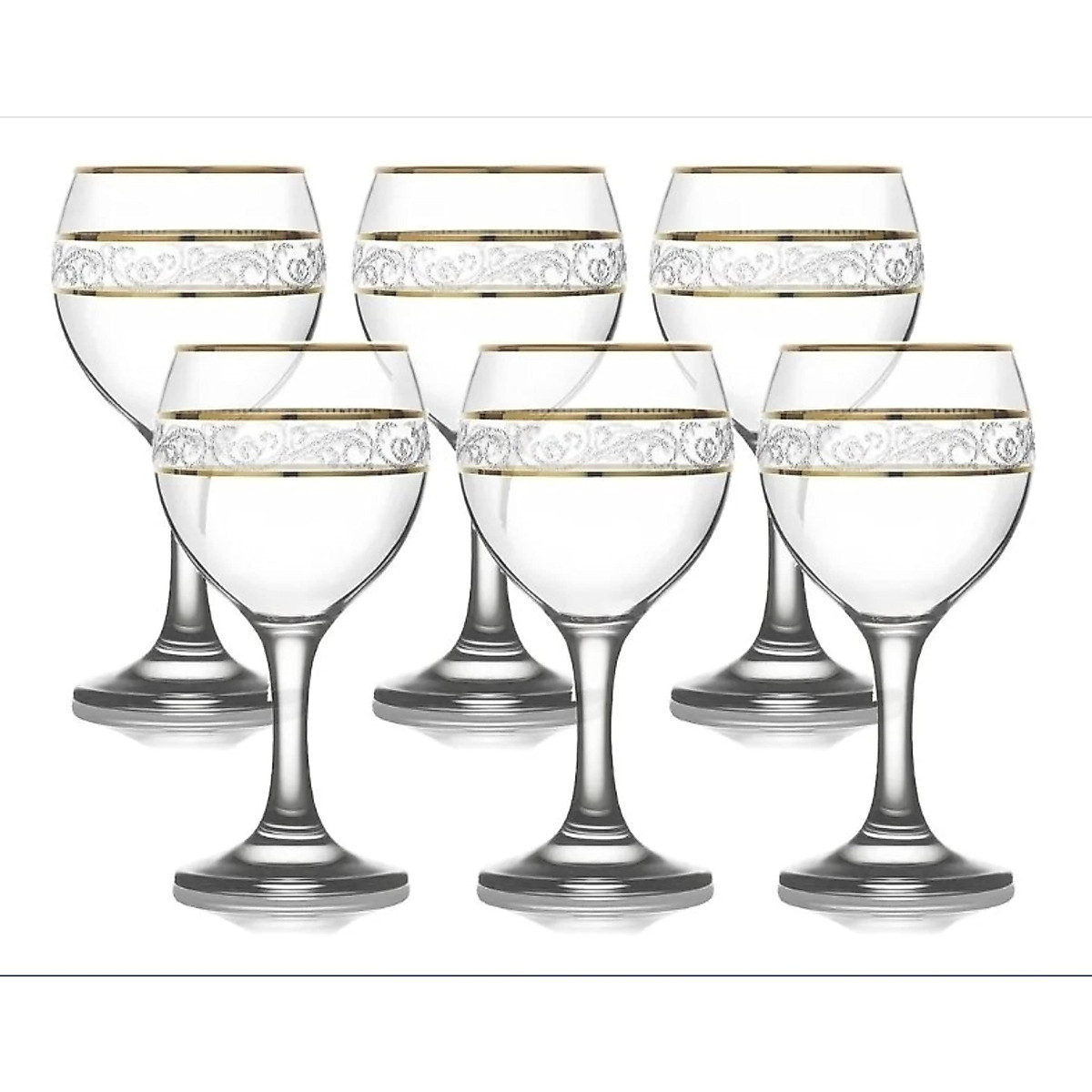 Zanzer 6-Piece Gold Glass Cup Set (Wine Glass (Set Of 6)),8.75 ounce