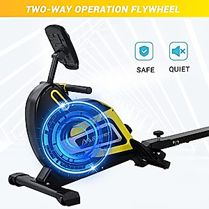 Magnetic Rowing Machine Folding Rower with 14 Level Resistance Adjustable, LCD Monitor and Tablet Holder for Foldable Rower Home Gym Cardio Workout