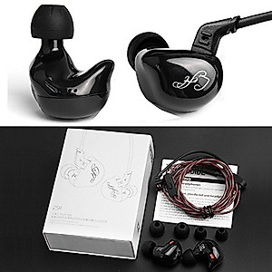 KZ ZSR in-Ear Headphones 1 DD & 2 BA Earphone HiFi Stereo Deep Bass Earbuds with Detachable Cable Noise Isolating Headset with Hybrid Driver for Running, Jogging, Walking (Black Without Mic)