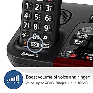 Panasonic Amplified Cordless Phone with Slow Talk, 40dB Volume Boost, 100dB Lound Visual Ringer, Hearing Aid Compatibility, Large Screen and Backlit Keypad, Link2Cell - KX-TGM430B - 1 Handset (Black)