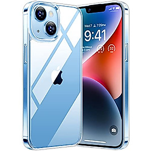 TORRAS Diamond Clear Designed for iPhone 14 Case [Never Yellowing] [Military Grade Anti-Drop] Hard PC Back Flexible Bumper Shockproof Protective Slim Phone Cover 6.1 inch, Clear