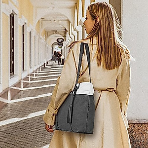 Tote Bag with Zipper for Women,Laptop Tote Purse with Cup Holder & Compartments for Work Travel Nurse Teacher College,Bolso para Mujer,Canvas,Gray