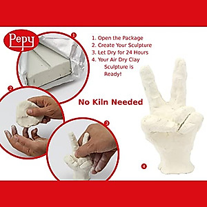 Pepy Premium European Air Dry Modeling Clay White 2.2 lb Bar, Easy to Use Air-Hardening Clay for Sculpting and Crafts Projects