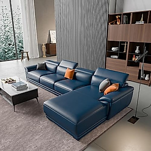 Faux Leather Vinyl Upholstery Fabric, 54 x 36 inches Synthetic Repholstery Leather Vinyl, Soft Touch Distressed DIY and Craft Material (Royal Blue, Cut by The Yard)