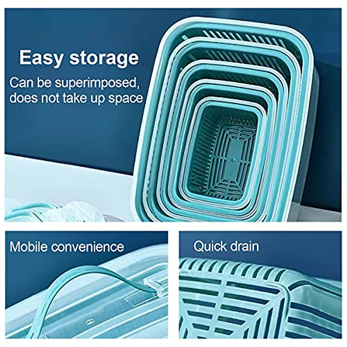 5 Pack Produce Saver Refrigerator Organizer Bins, 3-in-1 Multifunctional Draining Crisper with Strainers, Fresh-Keeping Container Storage Containers for Produce, Fruits, Vegetables, Meat and Fish (5)