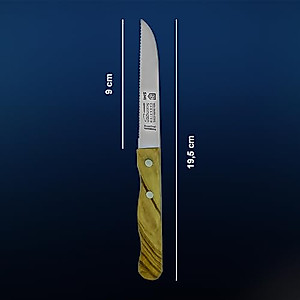 SMI - Tomato Knife Paring Knife Serrated Professional Olive Wood Handle Solingen Knife Made in Germany - Not Dishwasher Safe