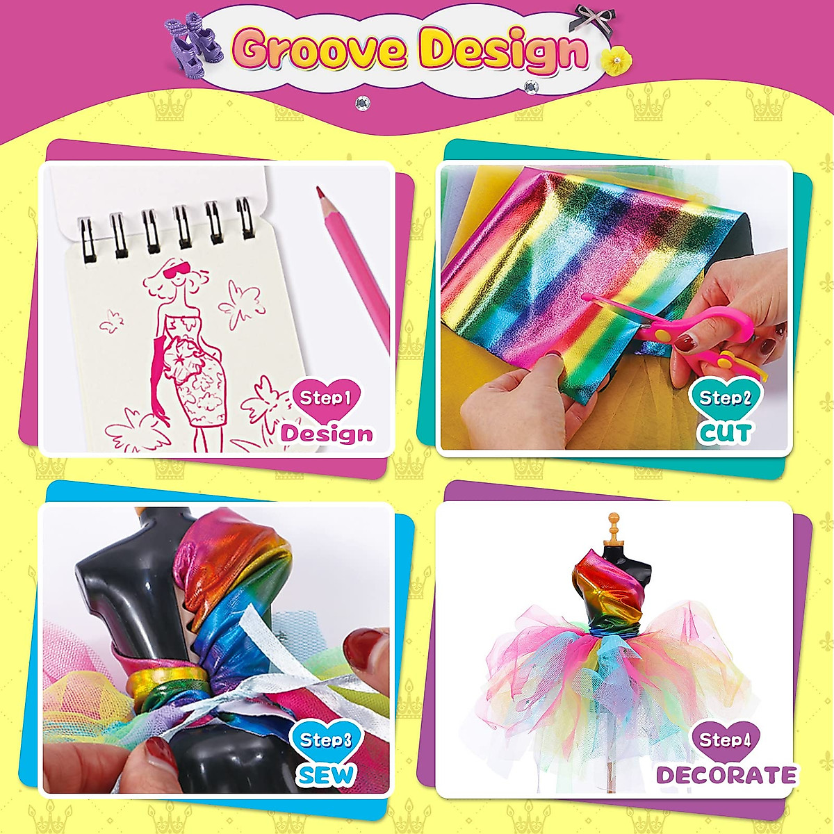 Tacobear 500+ Fashion Designer Kits for Girls Sewing Kit for Kids Fashion Design Sketchbook Creativity DIY Arts and Crafts Kit Birthday Gifts Ages 6 7 8 9 10 11 12