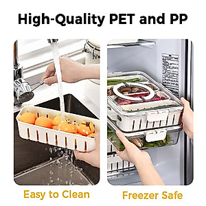 MININAI Divided Serving Tray with Lid and Handle, Snack Box Charcuterie Container Portable Fridge Organizer for Fruits, Veggie, Candy, Nuts, Picnic, Party (2), White