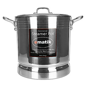 Steamer Pot 22QT Vaporera Tamales Tamalera 4mm Gauge 1200 Alloy Pure Aluminum Commercial Extra-thick Reinforced Rim and Bottom Tamale Commercial Restaurant Pot
