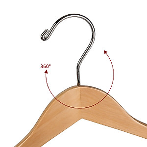Luxury Wide Shoulder Wooden Hangers 2 Pack, with Locking Bar, Smooth Natural Finish Wood Suit Hanger Coat Hanger for Closet, Holds Upto 20lbs, 360° Swivel Hook, for Jacket, Dress Heavy Clothes Hangers