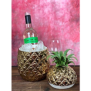 Talking Tables Gold Pineapple Ice Bucket with Lid Premium Drinks Trolley | Retro Bar Accessory | Classy Party Decoration | Elegant Cooler | Ideal Gift for Him or Her, 21.5 x 21.5 x 27 cm