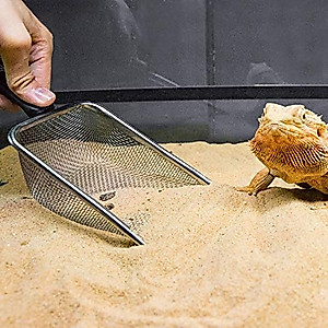 REPTI ZOO Reptile Sand Stainless Steel Fine Mesh Reptile Substrate Metal Sand Shovel Terrarium Substrate Durable Litter Cleaner Corner Scoop