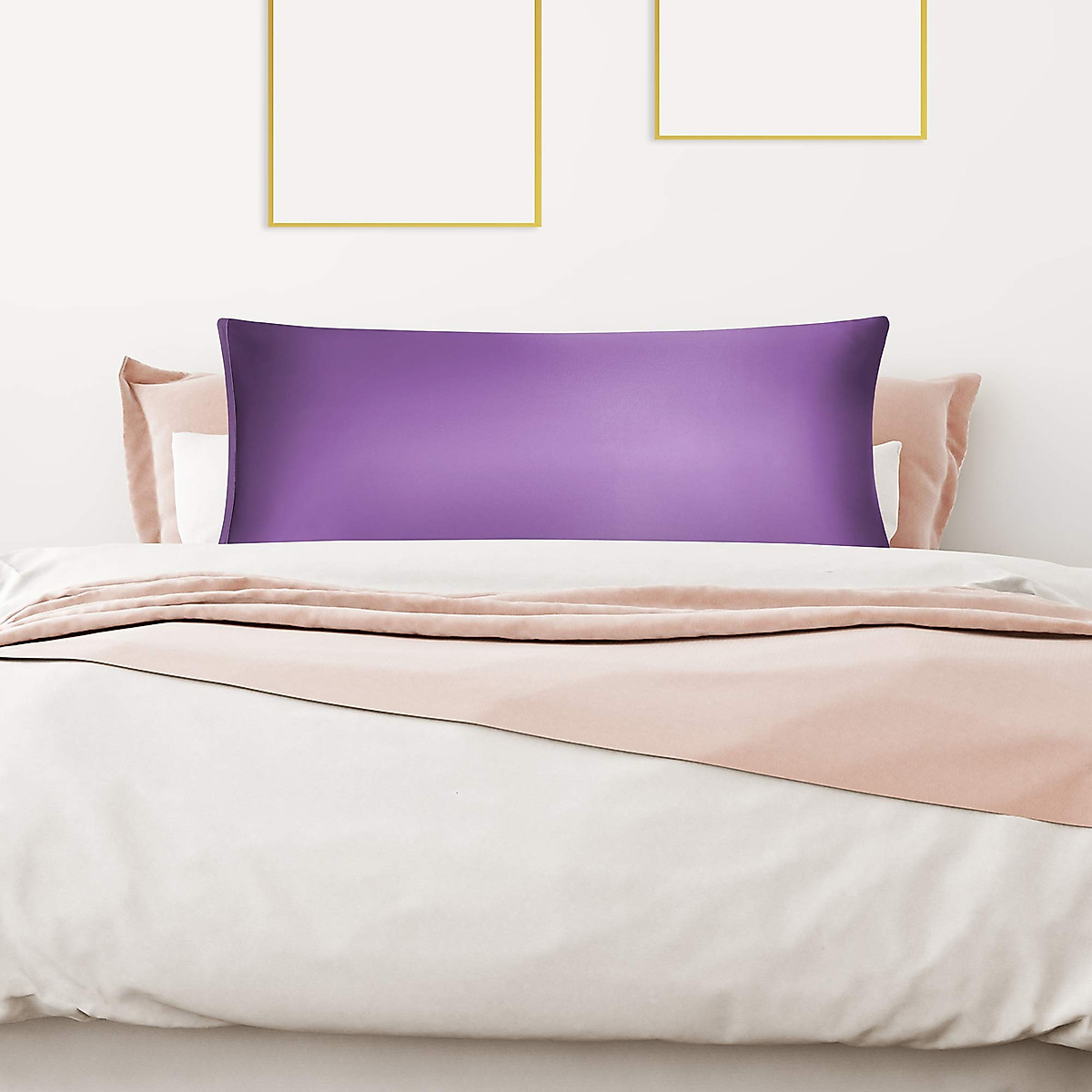 uxcell Satin Body Pillow Case, Purple Silky Body Pillowcases for Hair and Skin, 21x54 Long Pillow Covers with Zipper Closure