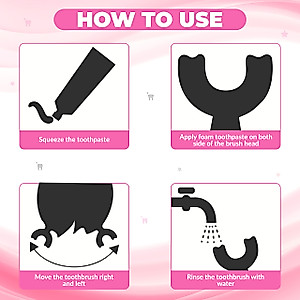 4 Pack Kids U Shaped Silicone Head Whitening Massage Toothbrush U-Type Toothbrush Whole Mouth Toothbrush with Handle for Kids (2-6 Years Old, Heart Style)