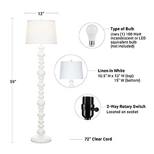 Catalina Lighting 59" Balustraude Wood-Look Floor Lamp, Glossy White