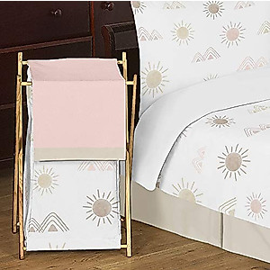 Sweet Jojo Designs Boho Desert Sun Baby Kid Clothes Laundry Hamper - Blush Pink Mauve Gold Taupe Bohemian Watercolor Mountains Southwest Nature Outdoors Minimalist Geometric