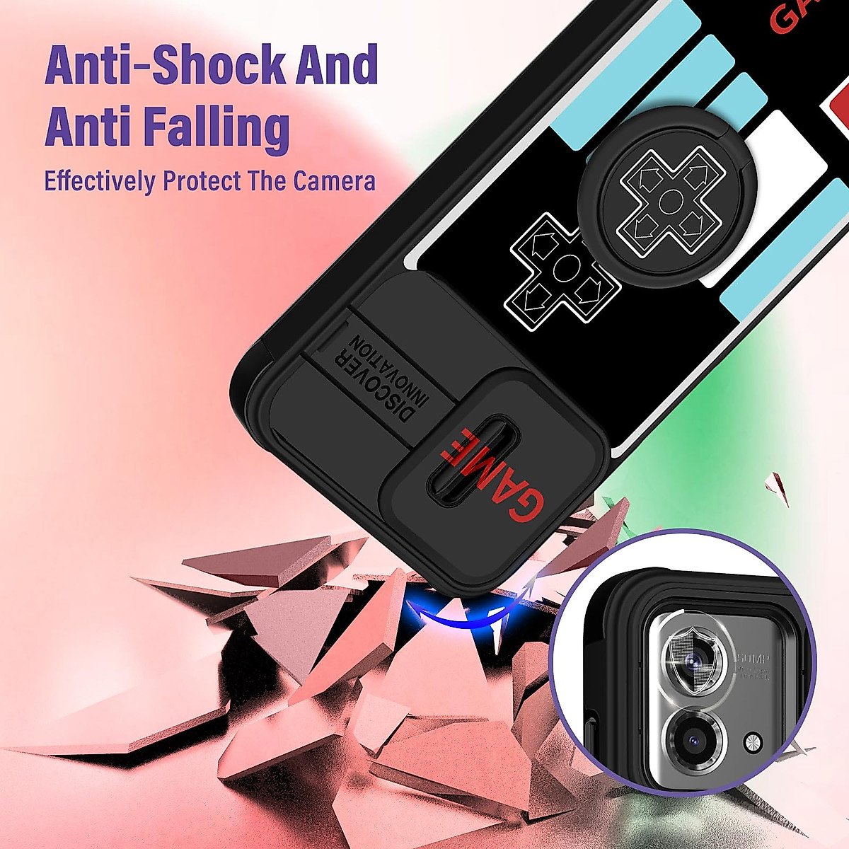 Funermei (2in1 for Moto G Stylus 5G 2023 Case for Women Gameboy Cute Console Phone Cover Girls Men Cartoon Fashion Cool Funny Design with Camera Cover and Ring Stand Funda for Moto G Stylus 5G Case