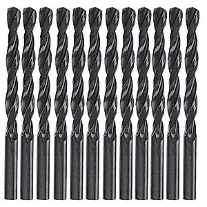 DrillForce 12pcs 3/32 inch x 2-1/4 inch M2 Drill Bits, Black Finish, High Speed Steel Twist Drill Bits