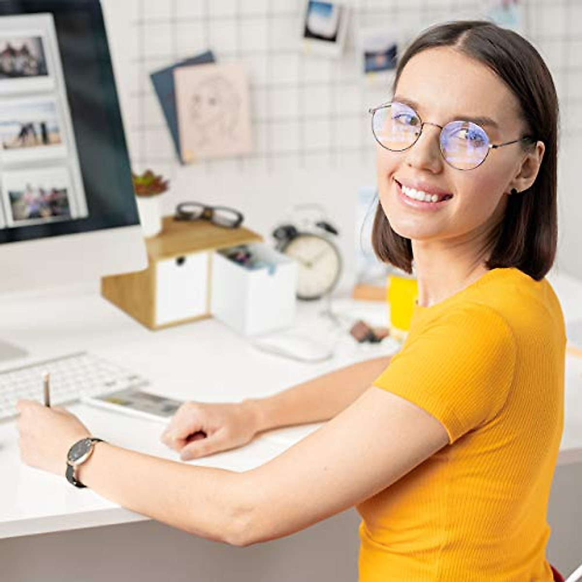 Relaxdays Desk Organiser, 2 Drawers, Office Storage Box, HxWxD: 14.5 x 24.5 x 20 cm, Bamboo & MDF, White