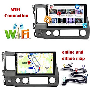 Binize Android 10 Car Stereo Compatible with CarPlay&Android Auto,10 Inch Touch Screen Car Radio Support Bluetooth,GPS Navigation,FM&AM,RDS,DSP,SWC for Honda Civic 2006-2011+Backup Camera