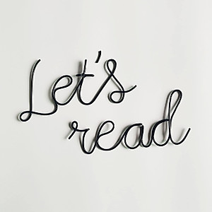 Read Sign Metal Nursery Wall Decor Lets read Sign Reading Nook Decor Art for Kids Playroom Signs Book Themed Decor Bookshelves Little Library Sign Decor Birthday Gift Ideas(Black)