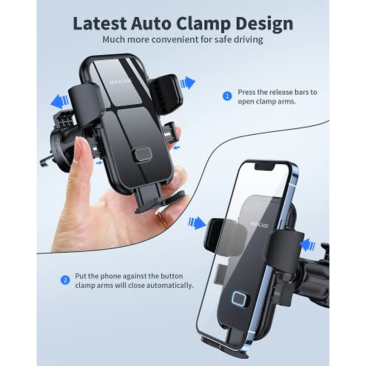 Miracase Phone Mount for Car Vent, Universal Car Phone Holder Mount [Upgraded Vent Clip Never Fall Off] Hands Free Air Vent Cell Phone Holder for Car Cradle in Vehicle Compatible with All Phones