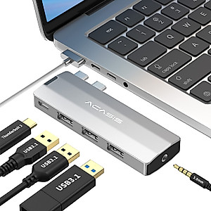 USB C Hub Adapter for MacBook Pro/Air M1 M2 13" 14" 15" 16" 2022-2019,ACASIS 5 in 1 MacBook Pro Accessories with 10Gbps 3*USB 3.1/ 100W Thunderbolt 3 PD Charing/ 3.5 Audio mic