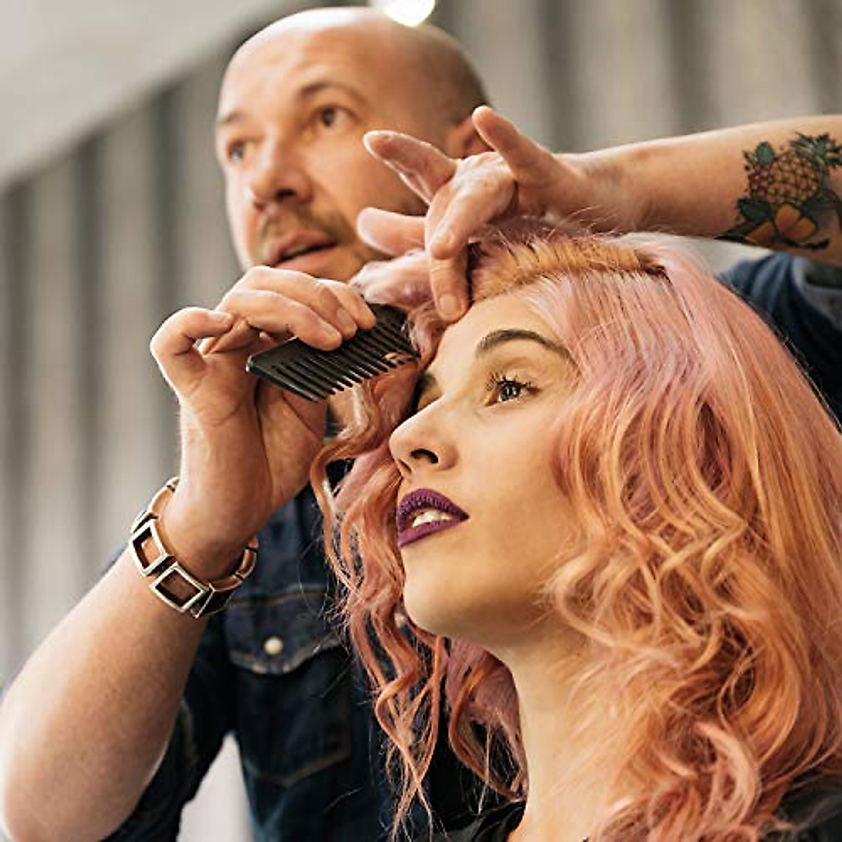 HYOUJIN 7 pcs Hair Comb Set Rat Tail Parting Combs Carbon Wide and Fine Tooth Comb Brush Cutting Comb Professional Styling Hair Combs for Women,Men Accessories with Clips