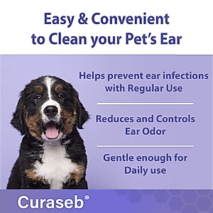 BEXLEY LABS Curaseb Dog Ear Cleaner Solution – Washes Away Debris, Odors and Supports Healthy Ear Health – No Sting Formula, 8oz