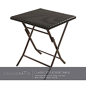 Grand patio Parma Rattan Patio Bistro Set, Weather Resistant Outdoor Furniture Sets with Rust-Proof Steel Frames, 3 Piece Bistro Set of Foldable Garden Table and Chairs, Brown